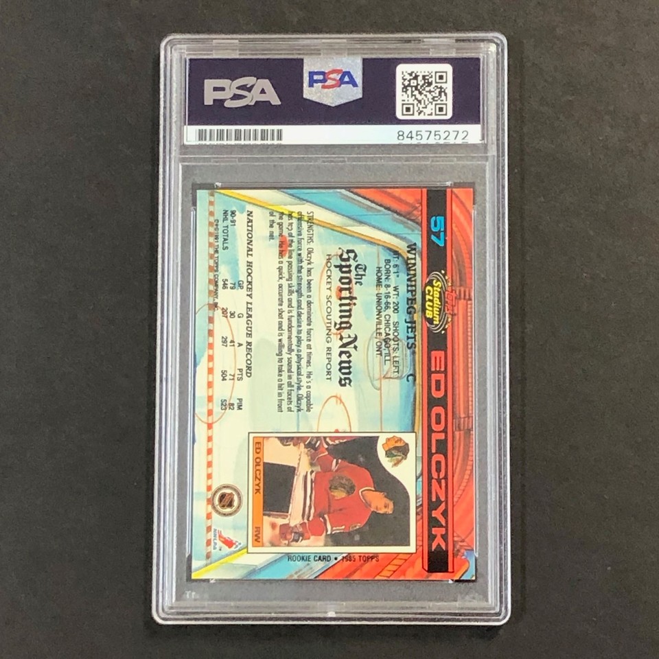 1991-92 Topps Stadium Club #57 Ed Olczyk Signed Card AUTO PSA slabbed ...