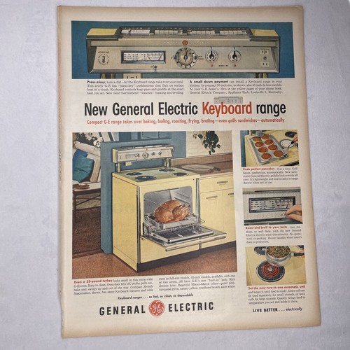General Electric Keyboard Cooking Ranges Johnson's Shampoo 1957 Ad ~3 ...