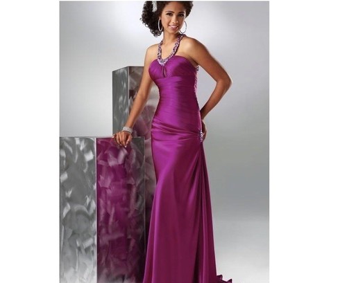 Fuchsia Flirt Prom By Maggie Sottero Backless Jeweled Long Satin Dress ...