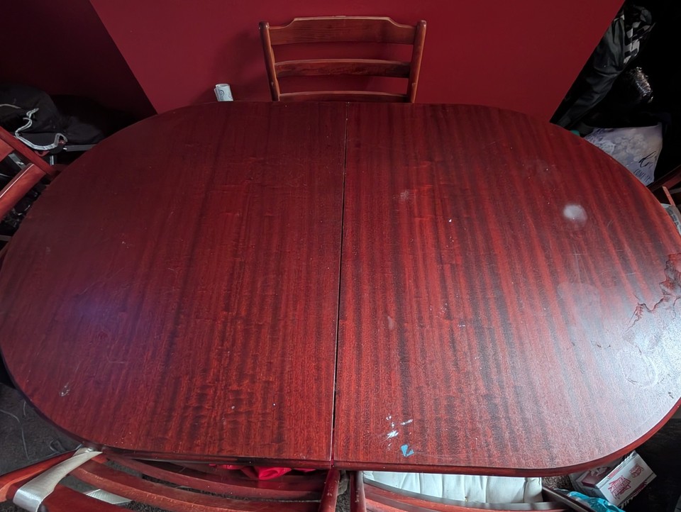 Solid Wood Extendable Dining Set – Oval Table & 6 Matching Chairs | eBay UK