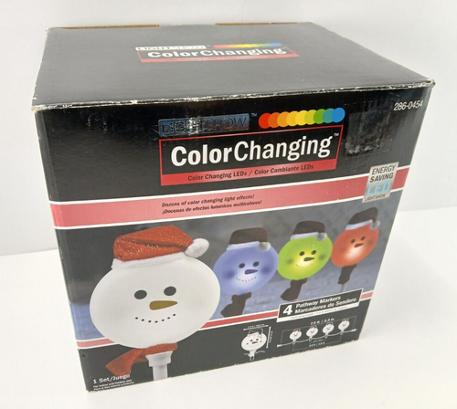 Gemmy CHRISTMAS SNOWMAN HEADS Color Changing LED Lightshow Pathway ...