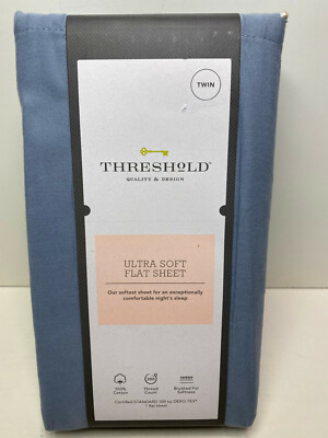 Threshold 300 Thread Count Ultra Soft Twin Flat Sheet Light Indigo (New ...