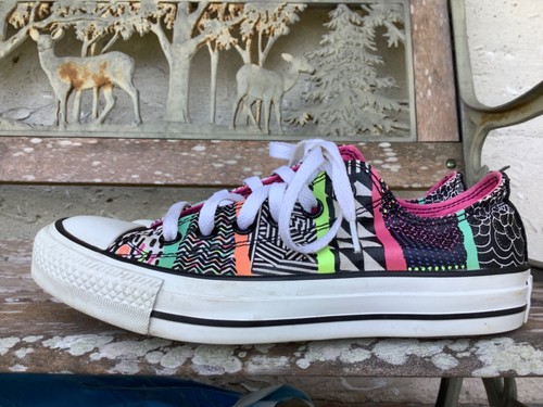 Converse Low Tops Womens 7 Mens 5 Neon Multi Geometric Retro 80s New ...