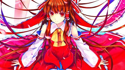 Anime girls smiling red eyes long hair touhou hakurei Custom Gaming Mat ...