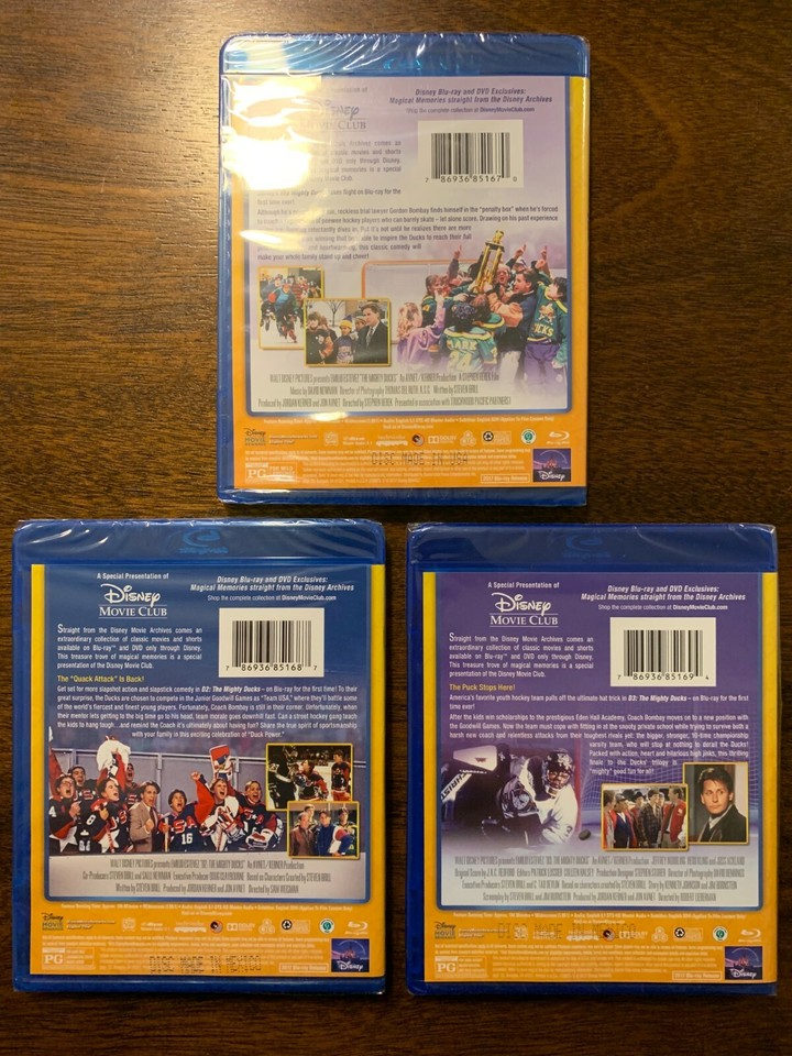 The Mighty Ducks Trilogy D1 D2 D3 Disney MovieClub Exclusive (Blu-ray ...