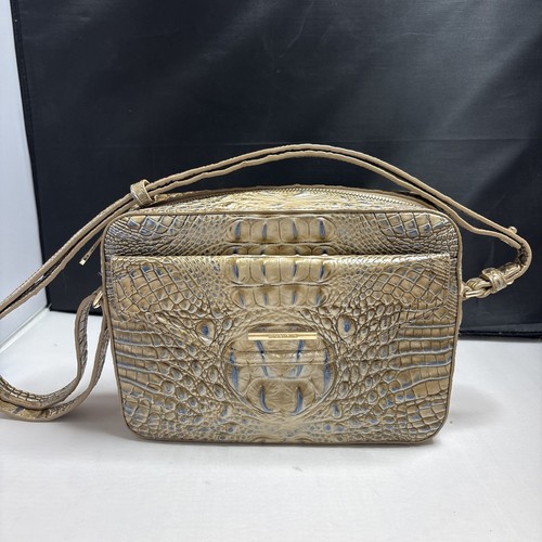 Brahmin Shea Cross Body Melbourne Beige with blue highlights gold ...