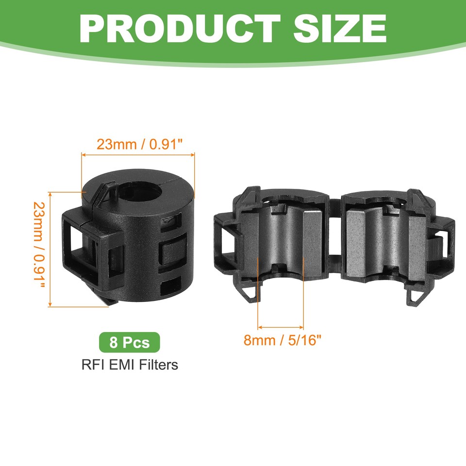 8mm Clip-on Ferrite Ring Core for Cable, Black Short 8pcs | eBay