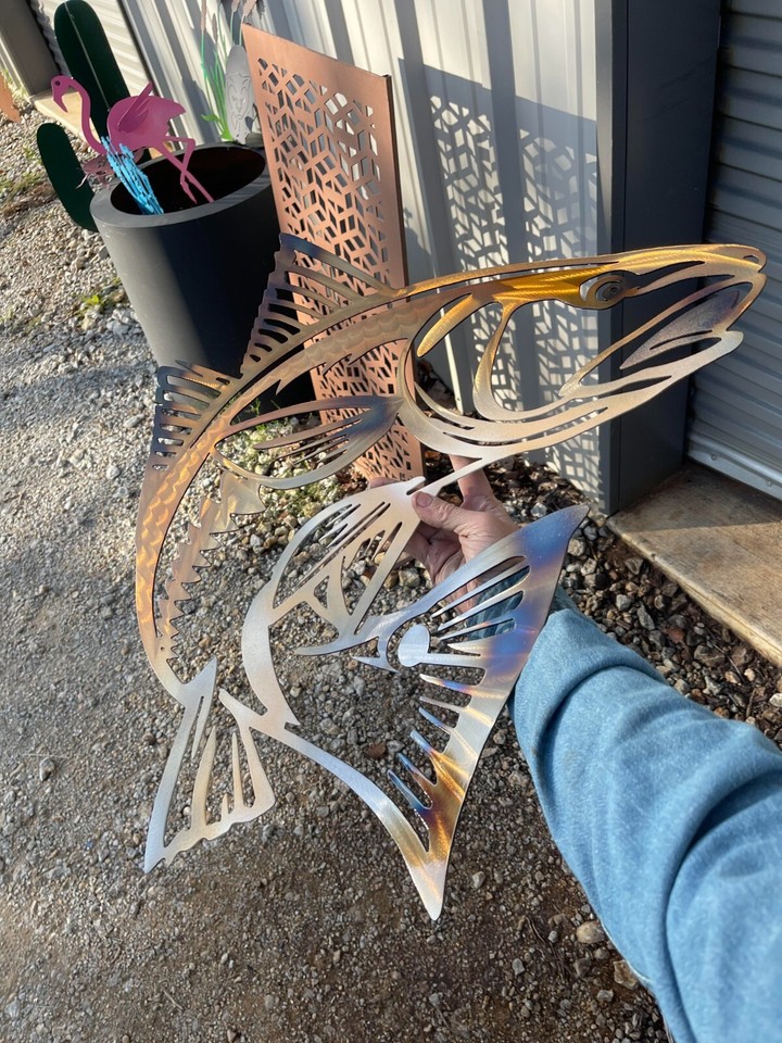 Metal 24" Redfish Wall Art Plasma Cut Sign Fishing Fisherman ocean lake ...