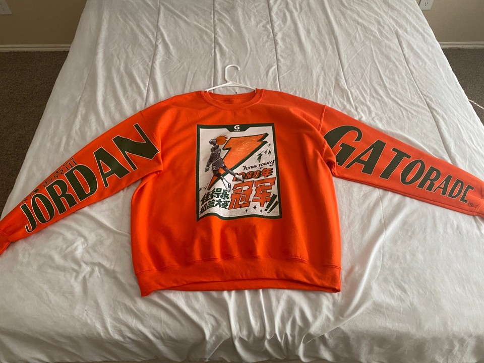 Vintage Japan Gatorade Mike Jordan Sweatshirt XL Orange/Green Custom ...