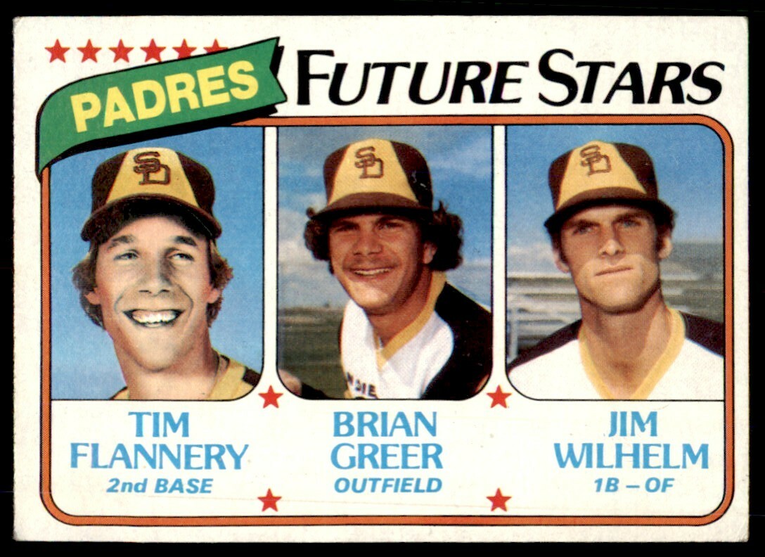 1980 TOPPS PADRES FUTURE STARS - TIM FLANNERY/BRIAN GREER/JIM WILHELM ...