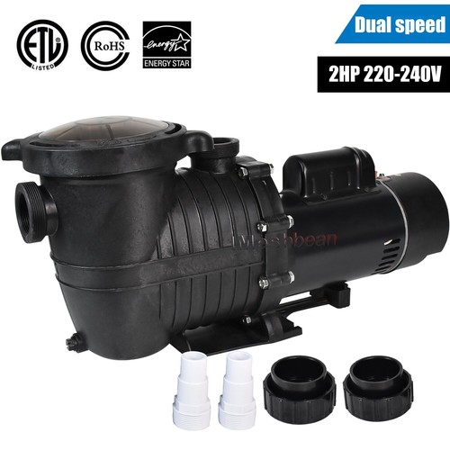 2HP Above/Inground Pool Pump Motor,2 Speed 92/44 GPM 79FT Hmax 1.5in ...