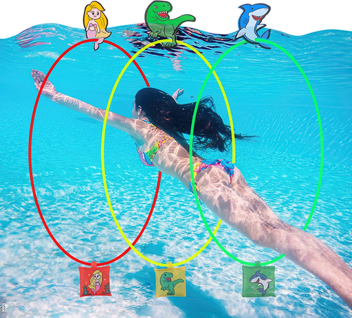 3PC Pool Diving Rings Toys Set for Kids Toys Swim Hoops, Swimming ...