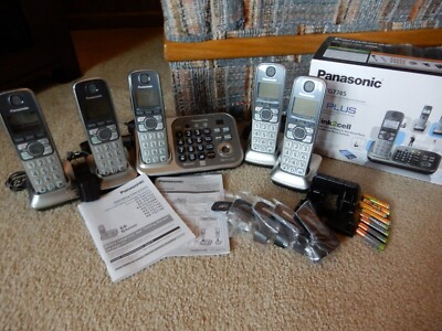 PANOSONIC FIVE HANDSETS SINGLE LINE PHONES BLUETOOTH LINK TO CELL KX ...