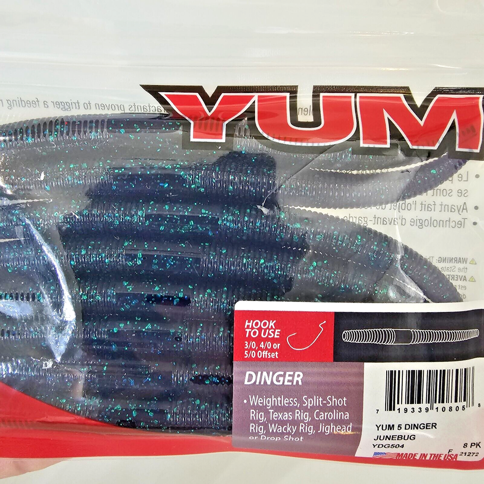 Yum 5" Dinger Soft Plastic Stick Bait Plastic Worm Made In USA You Pick ...