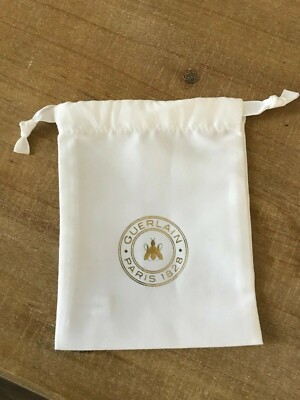Guerlain Cosmetic Pouch Bag Gold Logo Gift Bag Makeup White Drawstring ...