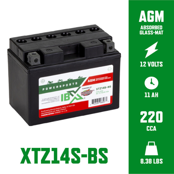 Interstate Batteries IBX AGM Powersports Battery 12V 11Ah Rechargeable ...