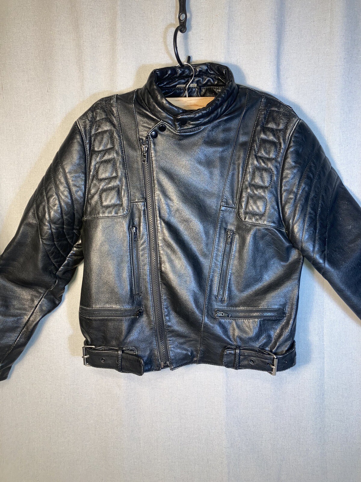 Open Road Black Leather Bomber Motorcycle Jacket Men'… - Gem