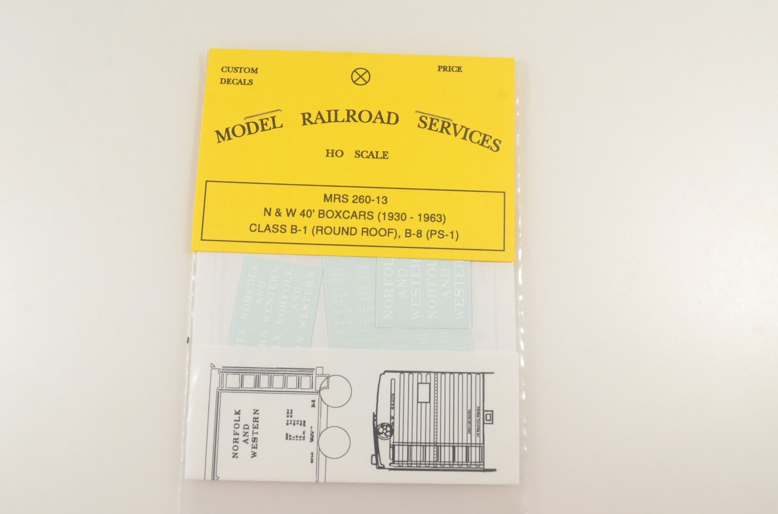 Model Railroad Services HO N&W 40' Class B-1 B-8 Boxcar Decals - 260-13 ...