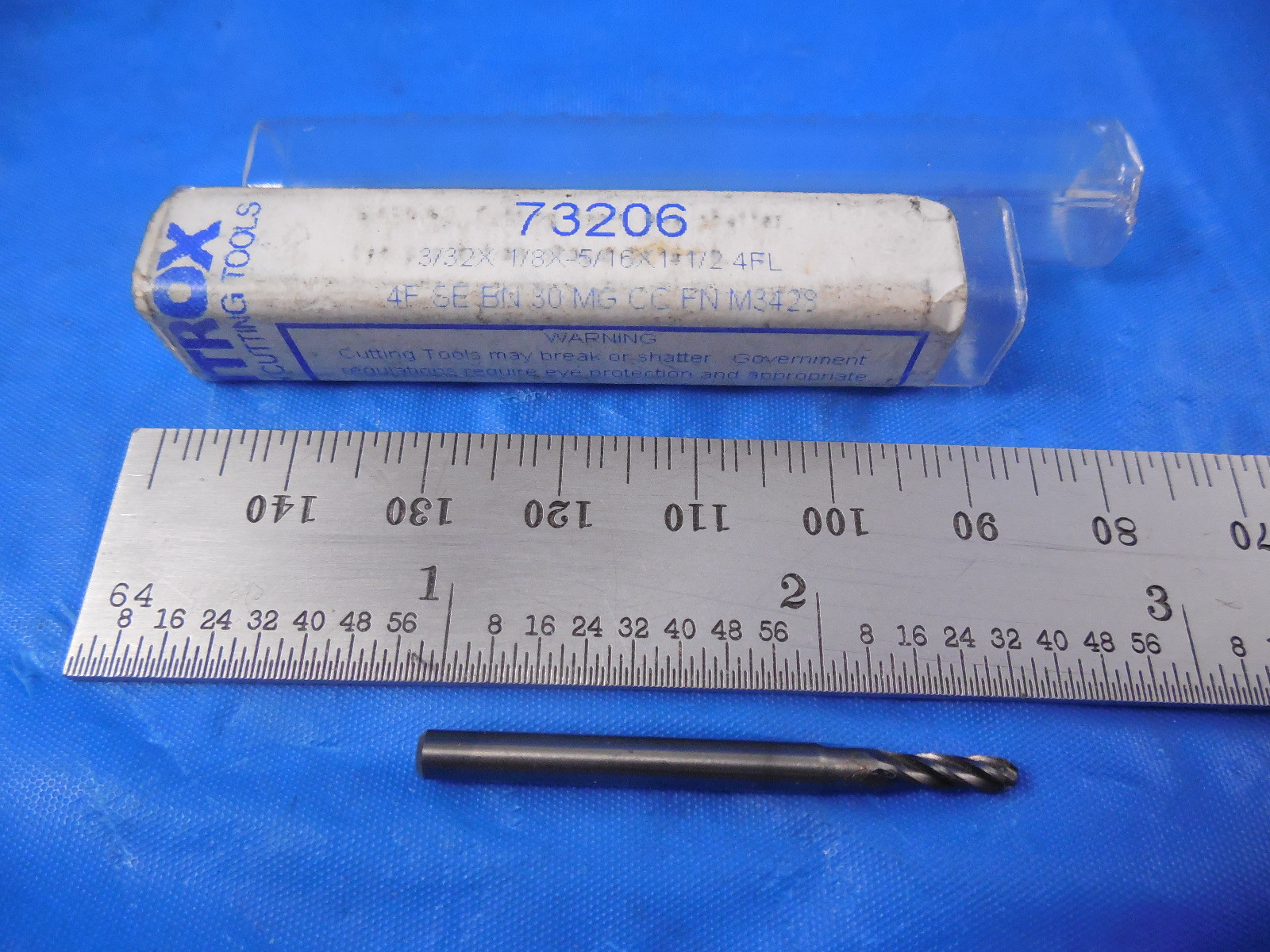 CONTROX 73206 3/32 DIA 5/16 LOC 1/8 SHANK 1 1/2 OAL 4 FLUTE CARBIDE END ...