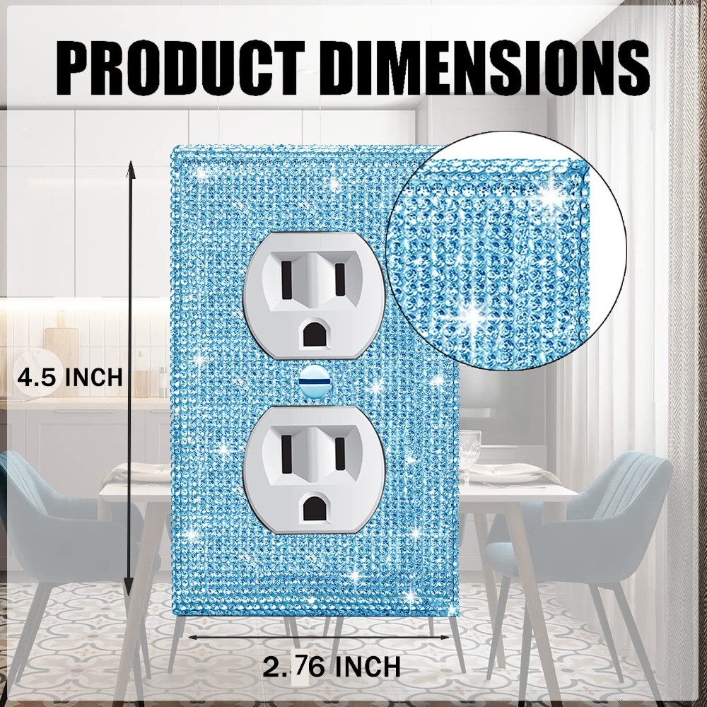 Rhinestone Light Switch Cover PE Plastic 2-hole switch socket panel ...