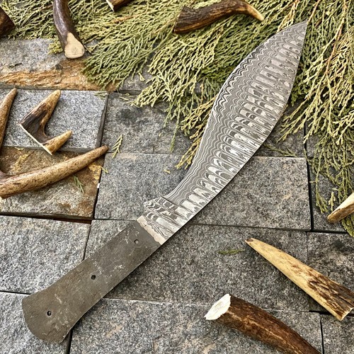 SHARDBLADE CUSTOM HAND FORGED DAMASCUS STEEL HUNTING BOWIE KUKRI BLANK ...