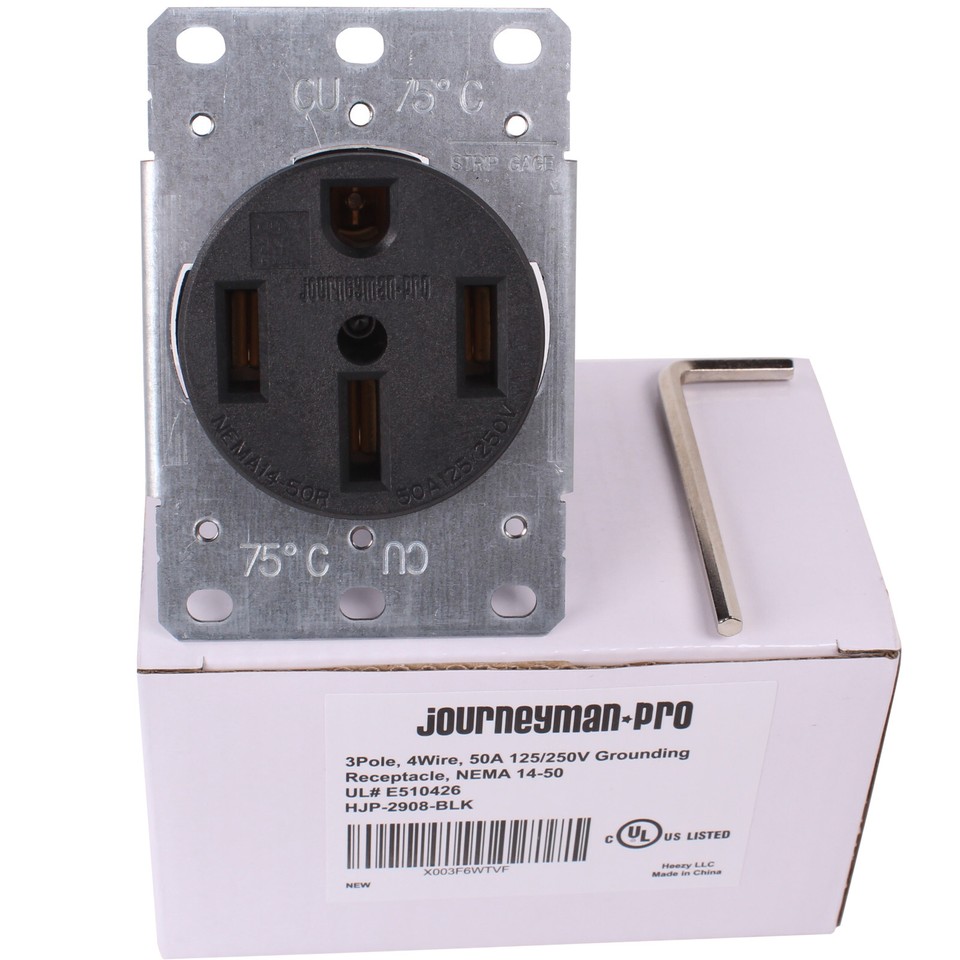 UL NEMA 14-50R 50 AMP 250V EV Wall Outlet Receptacle 1450R 9450A Allen ...