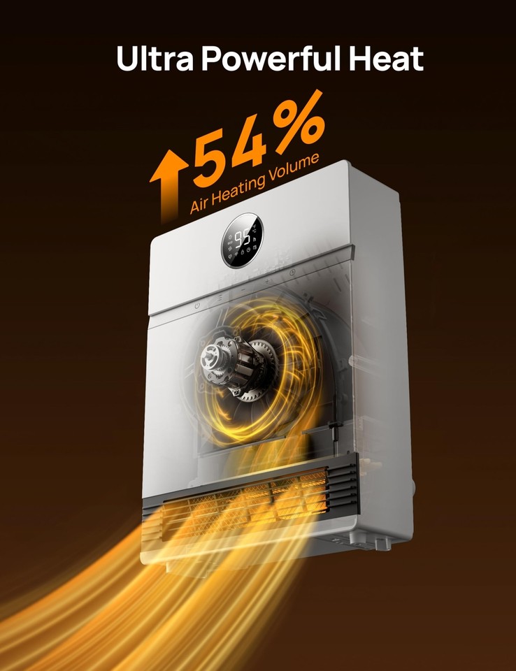 Dreo Smart Wall Heater, IP24 Easy-mounted PTC Space Heater for Indoor ...