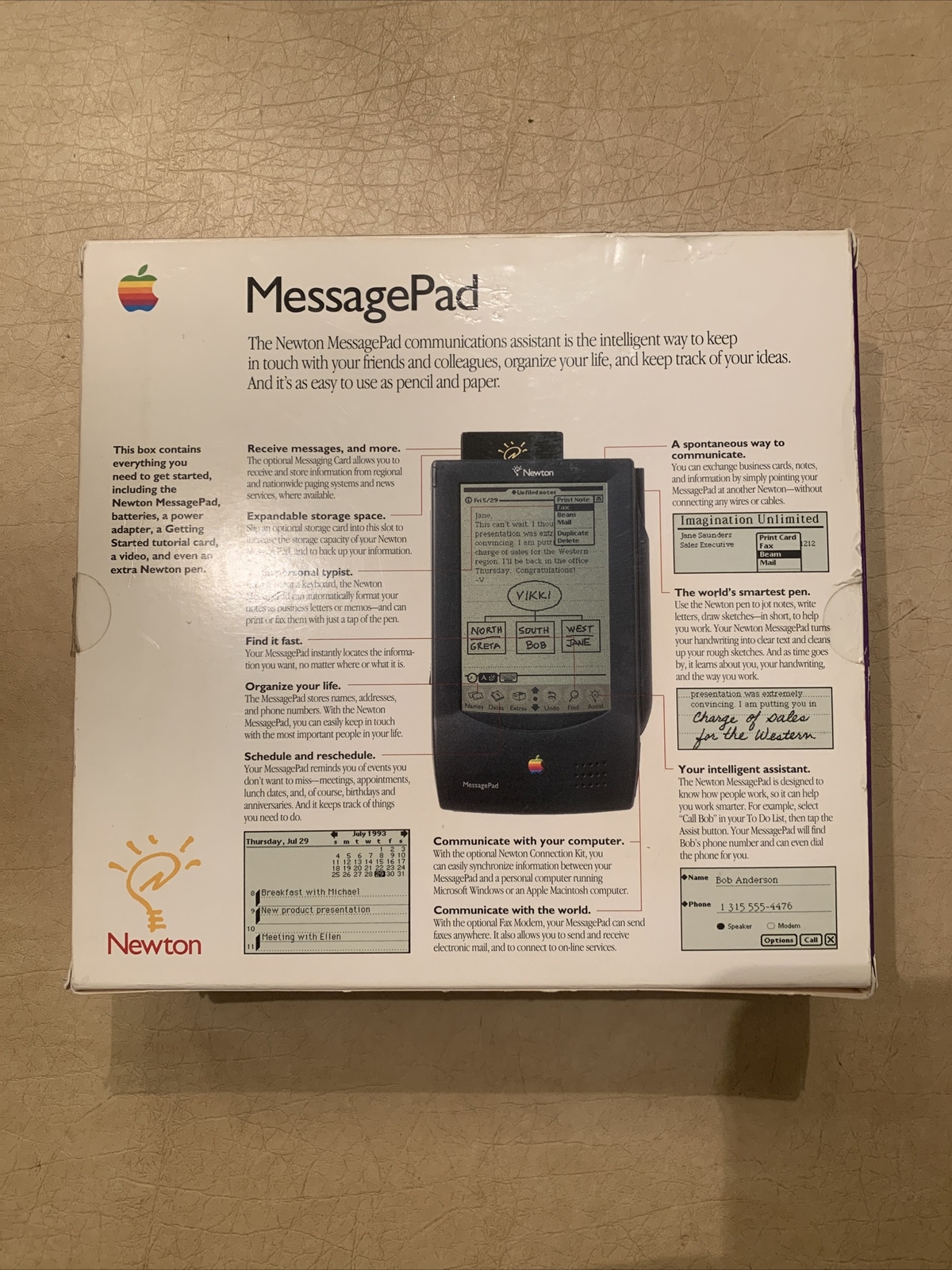 Apple Vintage Newton MessagePad H1000 Rare w/Box DAMAGED | eBay