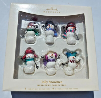 Hallmark 2006 Set of 6 JOLLY SNOWMEN Miniature Keepsake Ornament Xmas ...