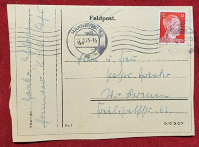 WWII WW2 German Third Reich Soldiers Feldpost letter w Adolf Hitler ...