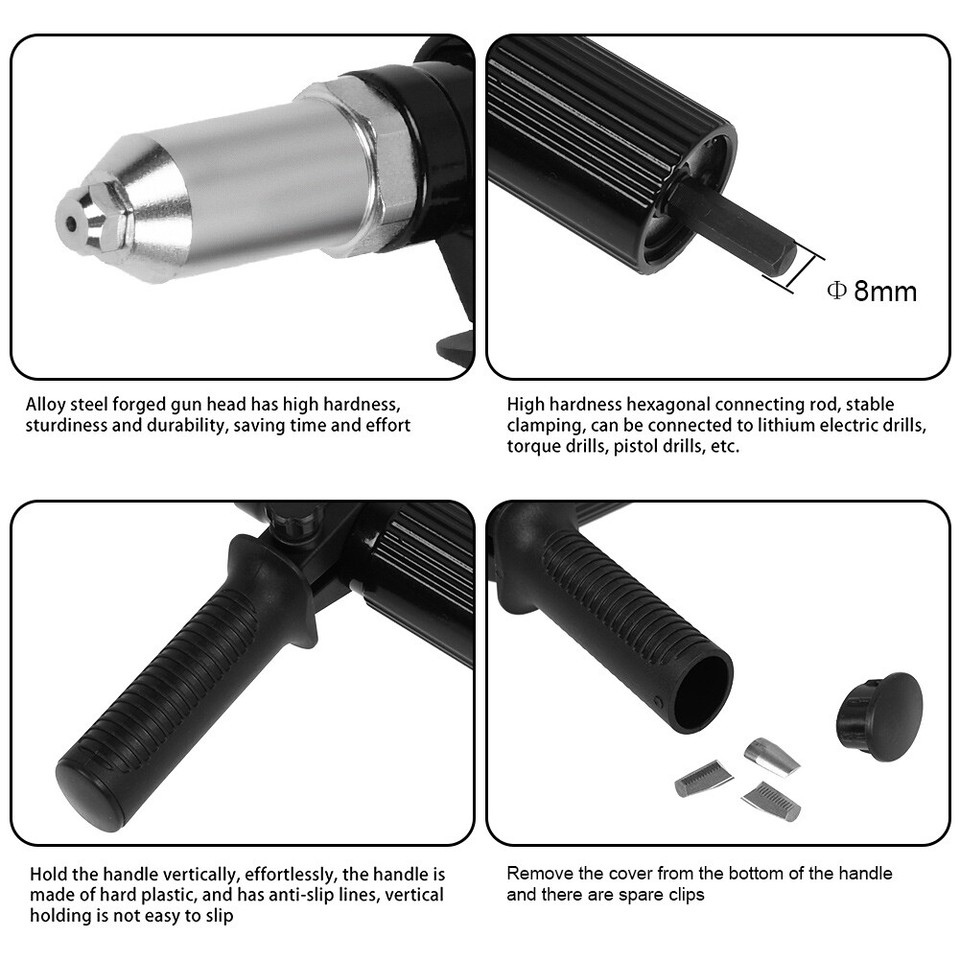 Rivet Nut Electric Gun Cordless Drill Pop Adapter Riveting Riveter ...