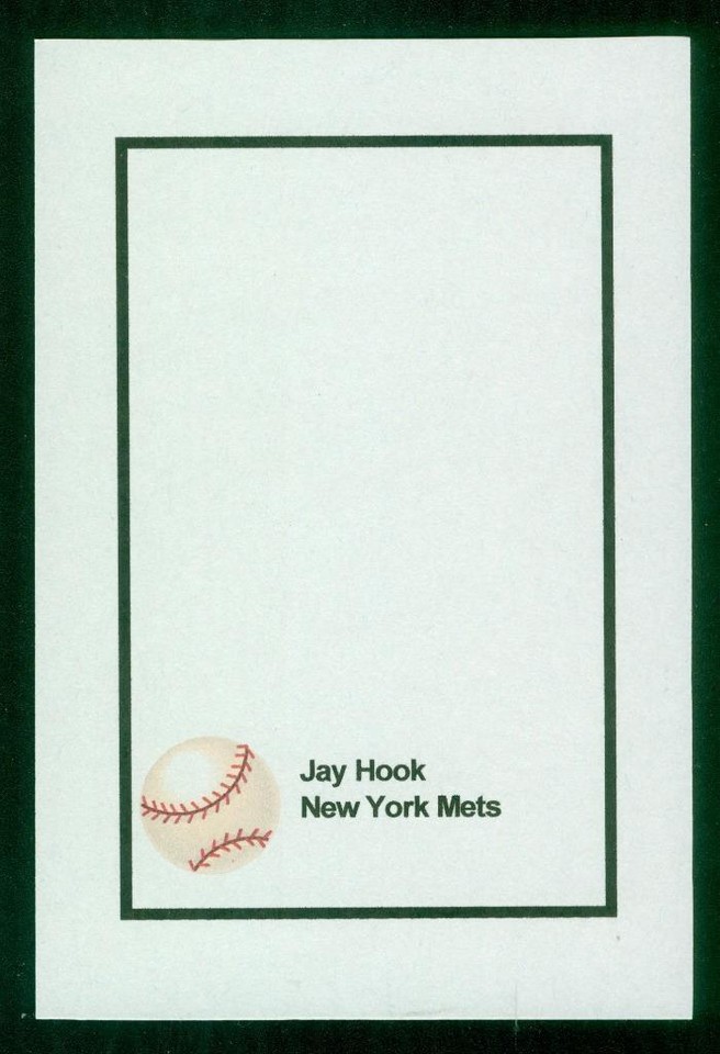 #0778, 4" x 6" Photo Card, Signed-Autographed, Jay Hook, New York Mets ...
