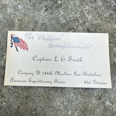 ORIGINAL WWI WW1 US AEF Calling Card - Captain 146th Machine Gun ...