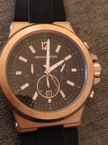 Michael Kors Men's Dylan Black & Rose Gold Chronograph Quartz Watch ...
