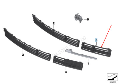 BMW 7 F01 Front Right Open Grille 51117295276 7295276 2015 New Genuine ...