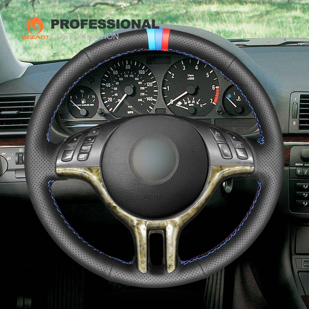 MEWANT DIY PU Leather Steering Wheel Cover Wrap for BMW 3 Series E36 ...