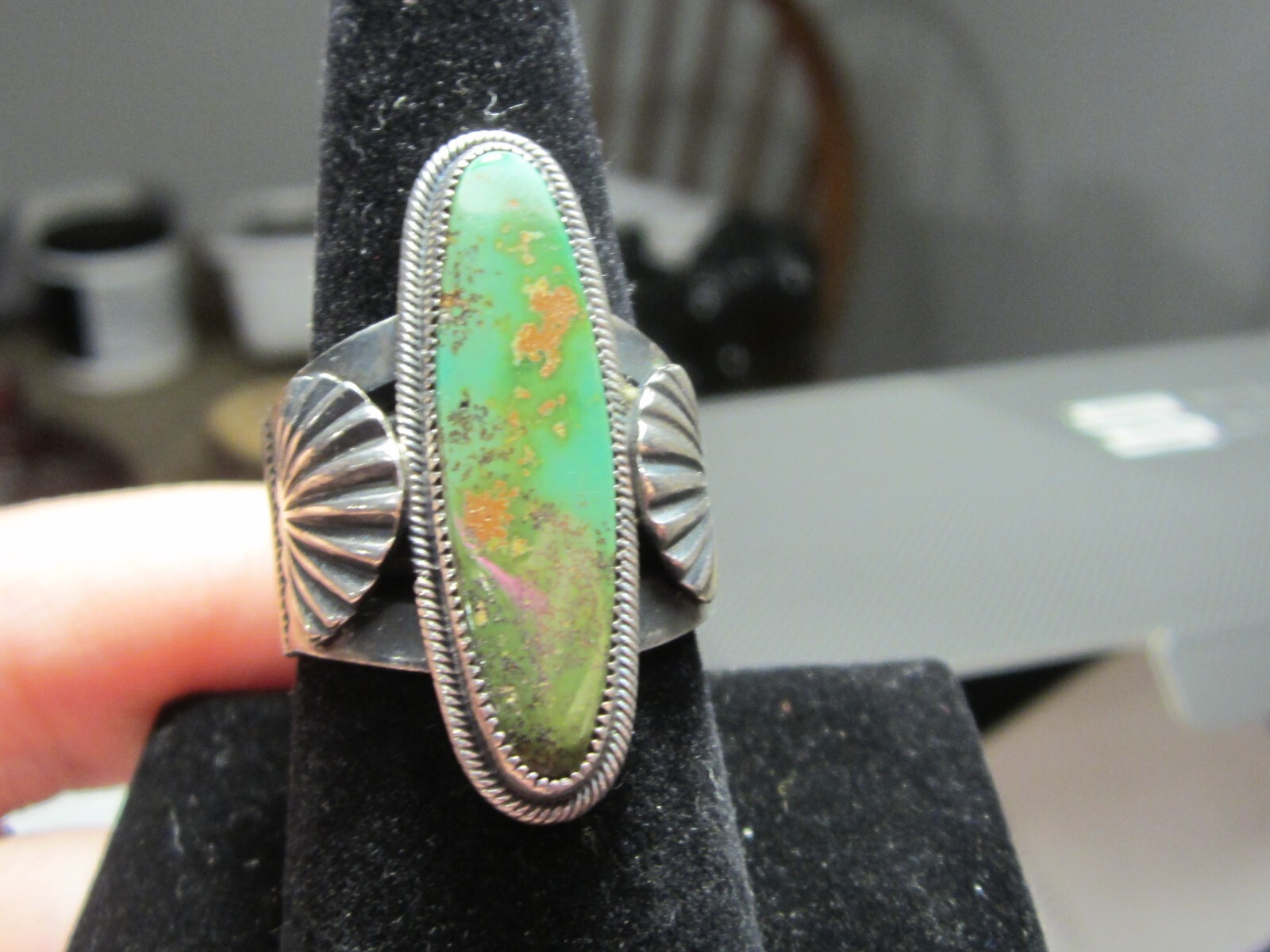 DELBERT GORDON , NAVAJO, STERLING TURQUOISE RING, SIZ… - Gem