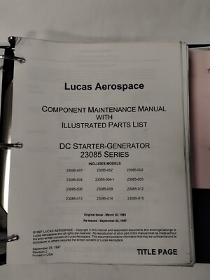 Lucas Aerospace DC Starter-Generator 23085 Serie Maintenance/Parts List ...