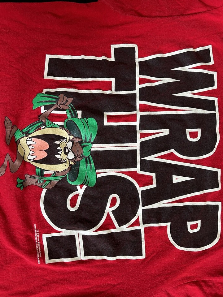 1994 Looney Toons Taz "Wrap This" Looney Tunes T-Shirt XL Single Stitch ...