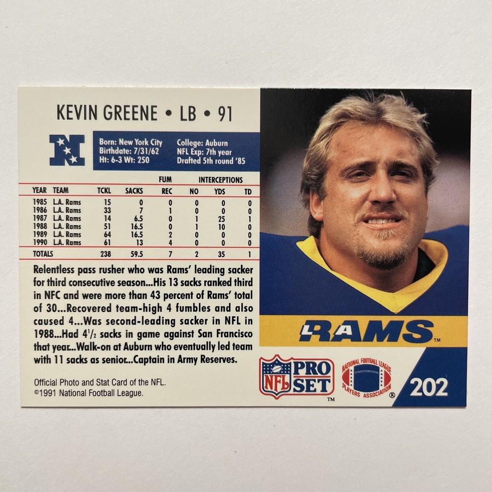 1991 Pro Set #202 KEVIN GREENE Los Angeles Rams ~ NFL | eBay