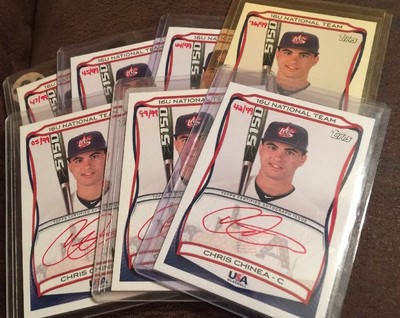 CHRIS CHINEA 2010 TOPPS USA BASEBALL RED AUTO #/99 LSU ON CARD ...