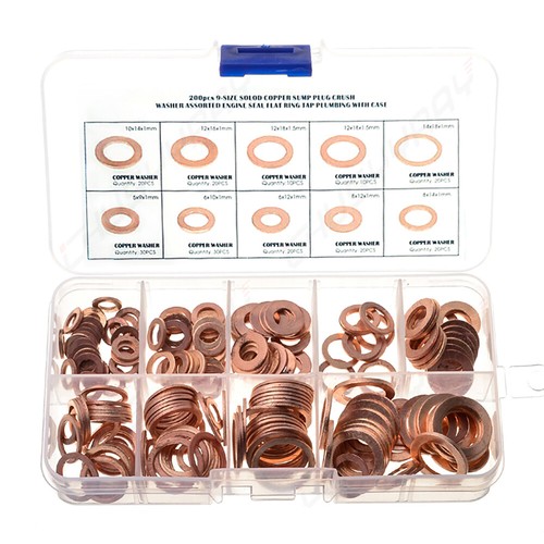 200 Pcs Copper Rings Oil Seal Ring Gasket Sealing Ring Assortment Set ...