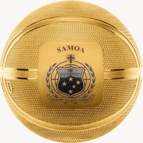 BASKETBALL Spherical 1 Oz Silver Prooflike Coin 5$ Samoa 2020 Gold ...
