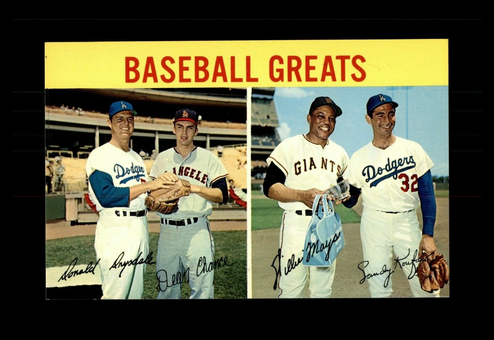 1964 Baseball Greats Don Drysdale Sandy Koufax Willie Mays Dean Chance ...