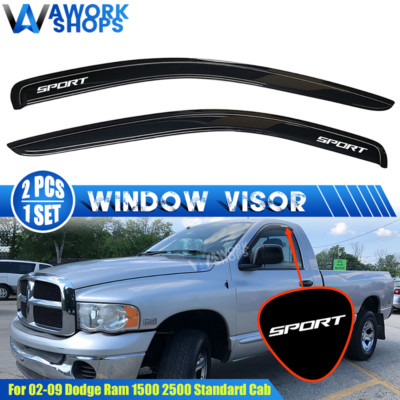 Fits 02-09 Dodge Ram Regular Cab Window Visor Wind Guard Shade w/ White ...