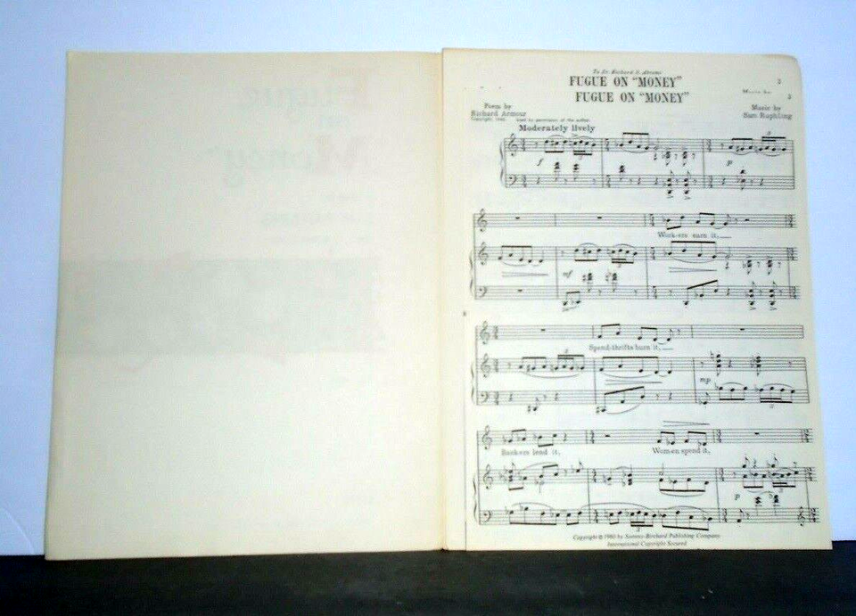 VINTAGE SHEET MUSIC - FUGUE ON MONEY by SAM RAPHLING ©1960 | eBay