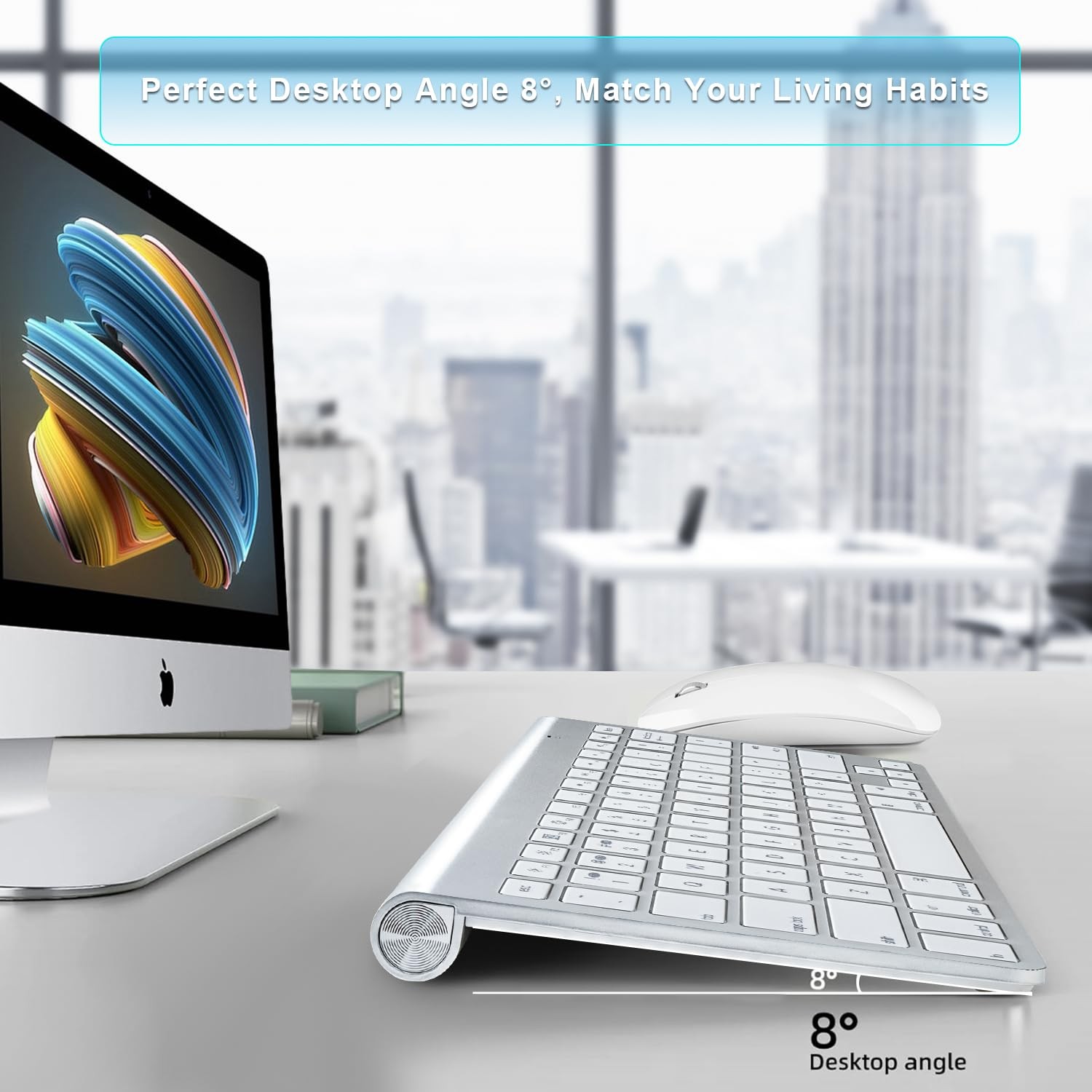 Portable Wireless Keyboard & Mouse Fit w/ iMac MacBook Air/Pro ...