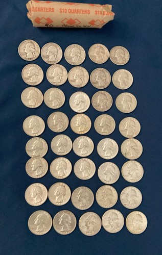 Roll of 40 Washington Pre-1965 90% silver quarters, $10 face value | eBay