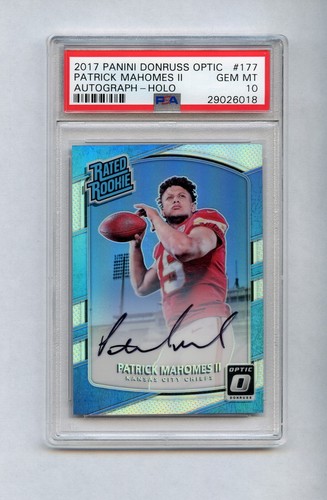 PATRICK MAHOMES 2017 Donruss Optic 177 Rated Rookie HOLO /99 Auto PSA ...