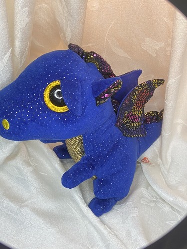 TY Dragon Plush “Saffire”Beanie Blue 9" Sparkle Eye Stuffed Animal 2020 ...
